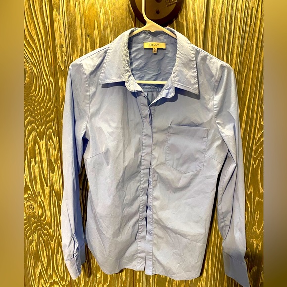 Milly | Tops | Light Blue Milly Blouse With Stretch | Poshmark